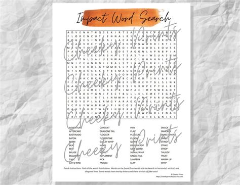 Impact Bdsm Word Search Puzzle Sexy Date Night Games Bdsm Sex Puzzle Game Night Activity