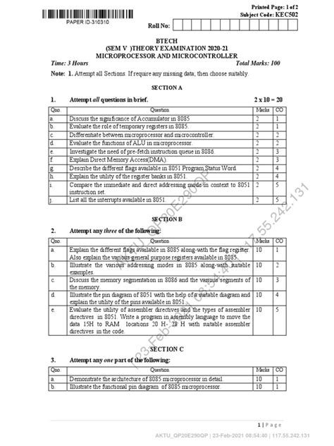 Microprocessor And Microcontroller Kec 502 Pdf Manufactured Goods Computer Engineering