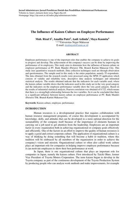 PDF The Influence Of Kaizen Culture On Employee Performance
