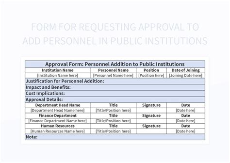 Form For Requesting Approval To Add Personnel In Public Institutions Excel Template And Google