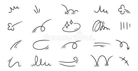 线运动元素情感效果图标 手绘涂鸦线元素箭头强调风辉 向量例证 插画 包括有 箭头 重点 标记 装饰品 270131988