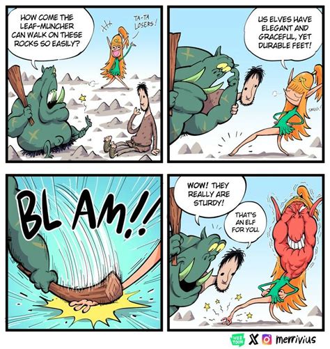 30 Funny Fantasy Comics By Merrivius Featuring An Elf Who Just Cant Stand Humans And More