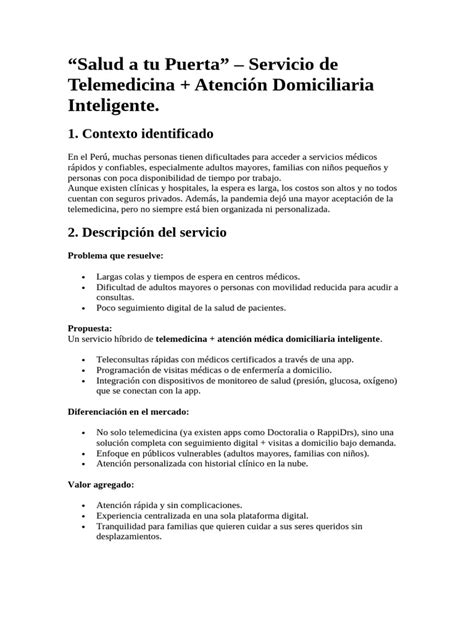 Telemedicina Atención Médica Domiciliaria Inteligente Pdf Aplicación Movil Cuidado De
