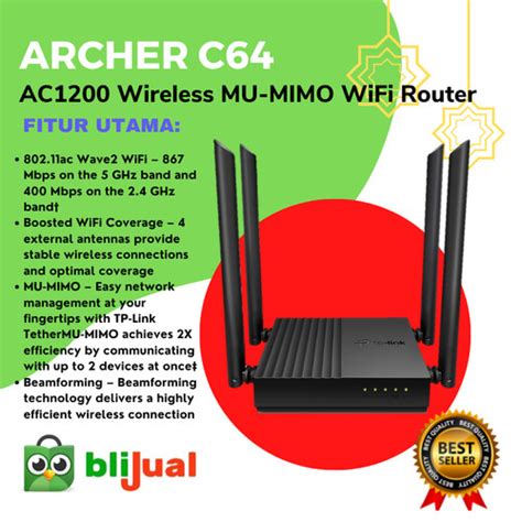 Jual TP Link Archer C64 New AC1200 Wireless MU MIMO WiFi Router Pakai Bubble Jakarta Barat