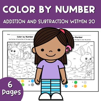Color By Number Addition And Subtraction Within 20 Worksheets TPT
