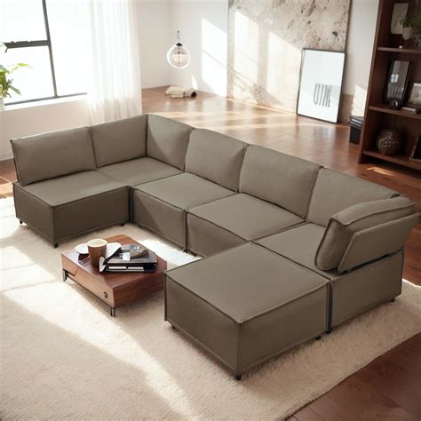 Ijuicy 121”w Convertible Ul Shaped Sectional Couches And Sofas 6