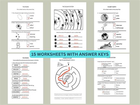 15 Science Worksheets Space Learning Bundle Printable Worksheets