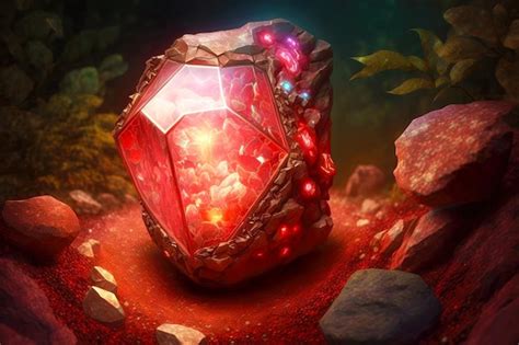 Premium Photo Beautiful Red Stone With Inner Glow And Crystals In Illumination Of Flashlight