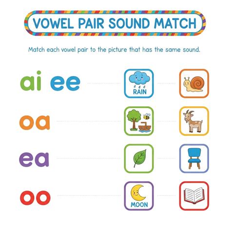 Vowel Pair Sound Match Worksheet Download And Print Now