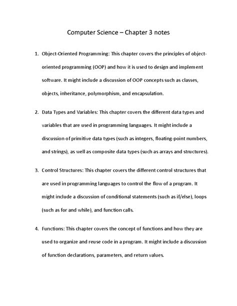 Comp Sci Ch3 Notes This Document Goes Over Key Elements And Definitions From Computer Science