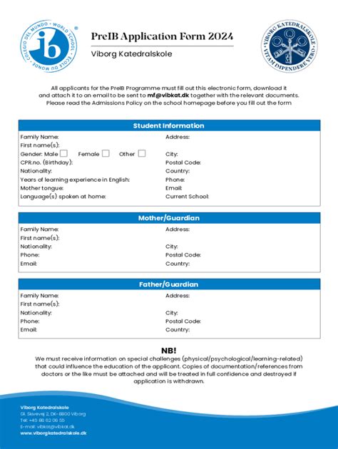 Fillable Online Fillable Online Ib Application 20 Viborg