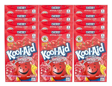 Kool Aid Cherry Unsweetened Drink Mix 12 Packets