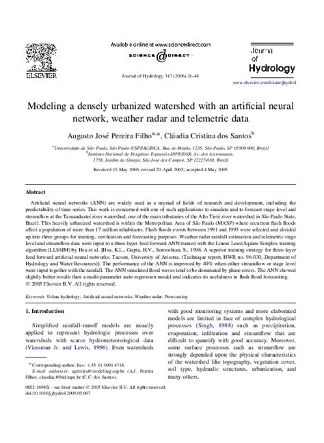 Pdf Modeling A Densely Urbanized Watershed With An Artificial Neural