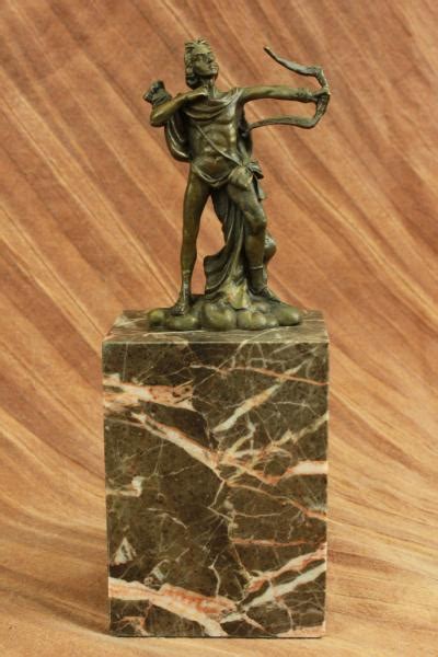 Rare Male Nude Hunter Apollo Archer Bow Arrow Bronze Marble Statue Music God Art EBay