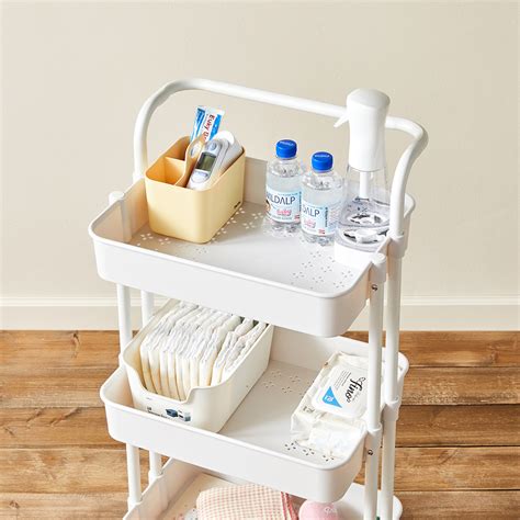 Wow 이동이 쉬운 3단 핸들트롤리 화이트