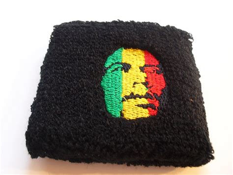 Rasta Greenyellowandred Bob Marley Portrait One Wristband Sweatband 1
