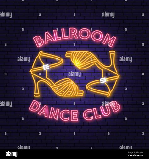 Ballroom Dance Sport Club Bright Neon Sign Concept For Shirt Or Logo
