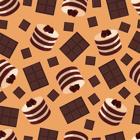 Premium Vector Chocolate Cake Pattern With Chocolate Pieces