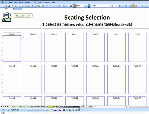Seating Chart Excel Template Pe