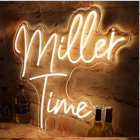 Miller Time Neon Sign Bar Neon Sign Bar Wall Sign Home Bar Sign Bar