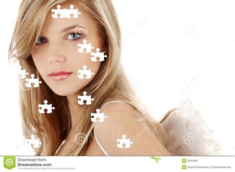 Sad Blue Eyed Angel Puzzle Portrait Stock Image Image Of Beautiful