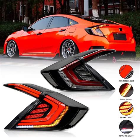 Led Tail Lights For Honda Civic 10th Gen 2016 2021 Rear Tail Lamps