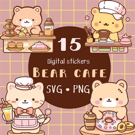 Bear Cafe Svg Kawaii Svg Bear Png Anime Svg Cake Svg Cute Bear Png Pod