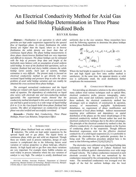Pdf An Electrical Conductivity Method For Axial Gas And Solid