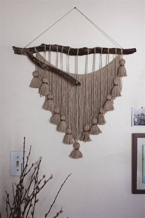 Salvaged Fl Wood And Tassel Wall Hanging Macrame Wandkleden Knutselen Met Stropdassen Macramé