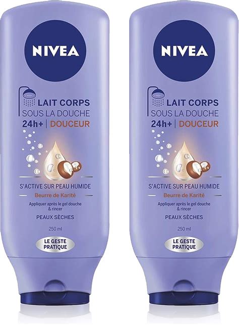 Nivea Lait Corps Sous La Douche Douceur 2 X 250 Ml Soin Corporel Nourrissant Au Beurre De