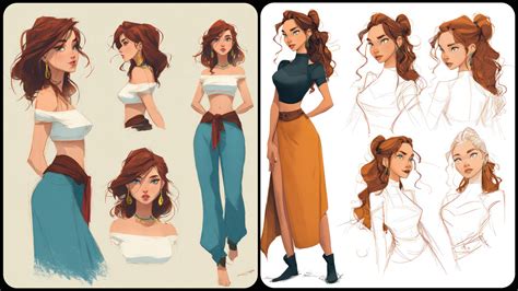Artstation 240 Girl Model Sheet Cartoon Character Reference Image