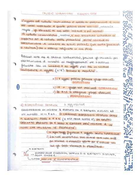 Calcolo Combinatorio Appunti Appunti Di Complementi Di Matematica Docsity