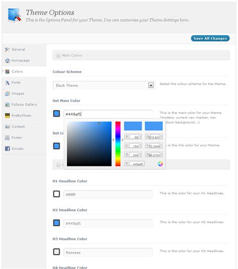 The Bear Admin Font Color Option