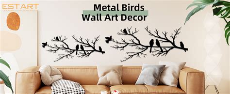 Estart Metal Birds Wall Art Metal Vivid Birds On Branch