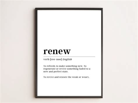 Renew Definition Print Motivational Wall Art Etsy