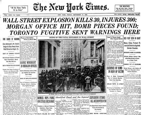Fortalezas Históricas Brasileiras Atentado A Bomba Em Wall Street 1920