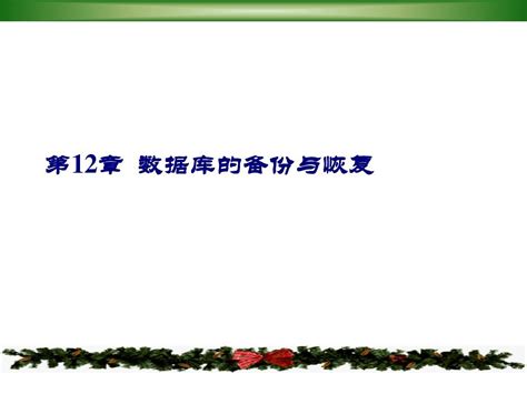 ch12 数据库的备份与恢复 word文档在线阅读与下载 无忧文档