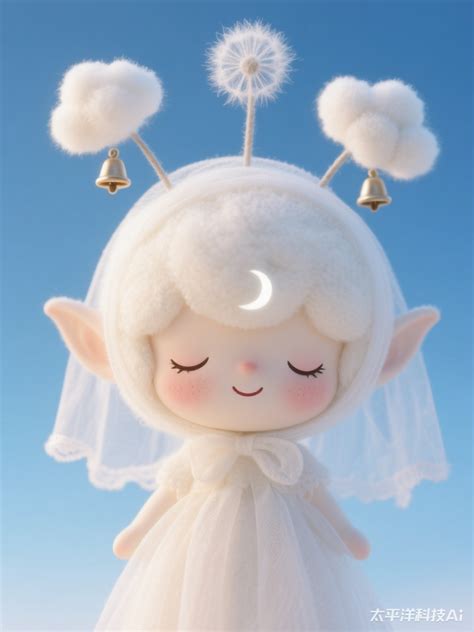 萌趣羊毛毡女孩：梦幻头纱与绒花的童话邂逅！豆包ai绘画图片作品 太平洋科技ai频道