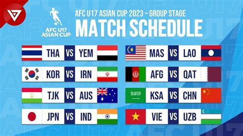 Match Schedule Afc U17 Asian Cup 2023 Group Stage Youtube
