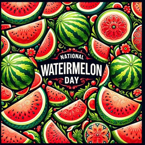A Poster For National Watermelon Day With Watermelon Pattern On It