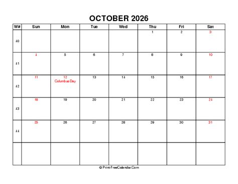 October 2026 Calendars With Usa Holidays Word Pdf Excel