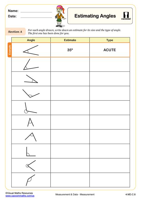 Estimating Angles Pdf Printable Measurement And Data Worksheets