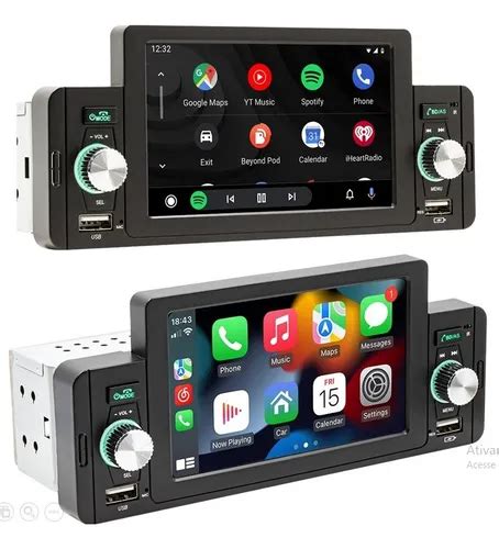 Kit Central Multimídia Carplay 1 Din 5 Polegadas Bluetooth