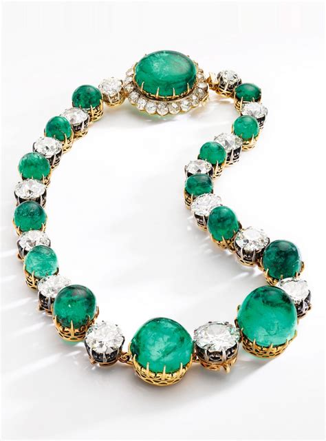 An Impressive Antique Emerald And Diamond Necklace Late 19th Century