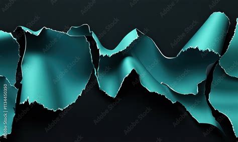 3d Teal Torn Paper With A Black Background Vector Illustration The