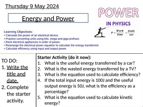 Gcse Physics Power Complete Lesson Teaching Resources