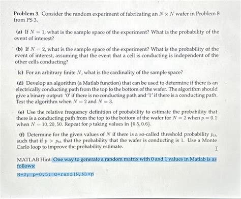 Problem 3 Consider The Random Experiment Of
