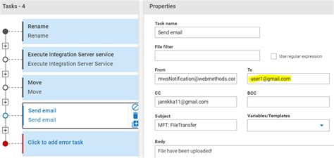 Unable To Send Email In Mft Post Processing Rule Ibm Webmethods