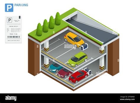 Voiture De Parking Automatique Isométrique Avec Robot Robot De Voiturier Extérieur Systèmes De