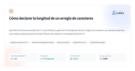 Cómo Declarar La Longitud De Un Arreglo De Caracteres Labex